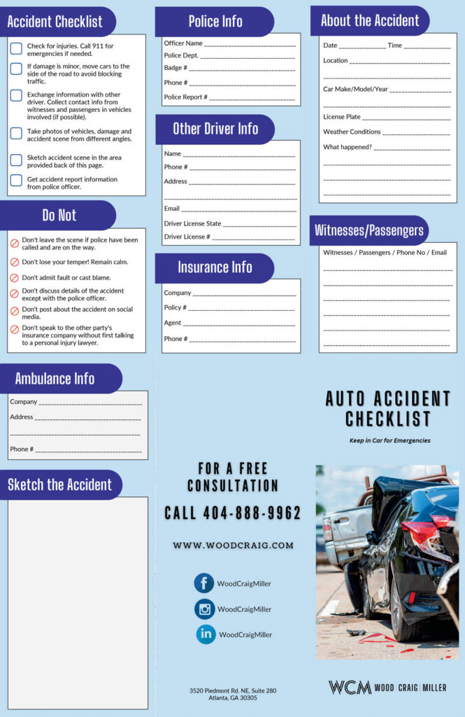 CAR ACCIDENT CHECKLIST - Wood Craig Miller